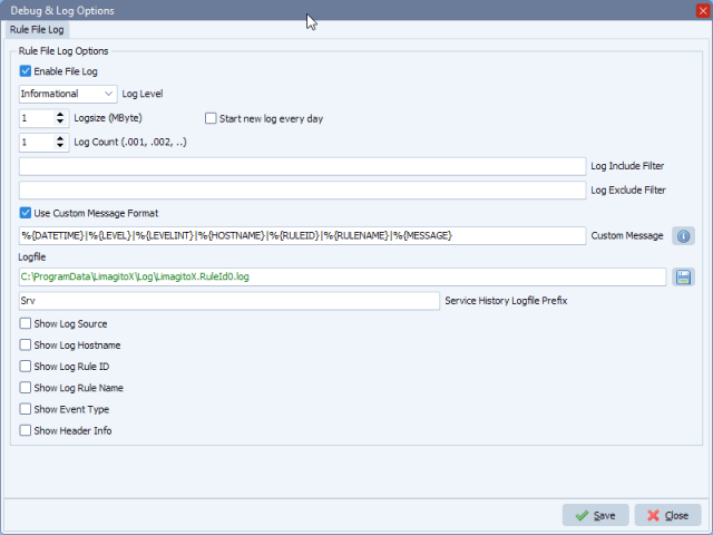 Centralized log file in industry standard CSV format