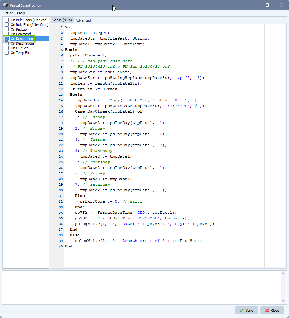 File Renaming Logic Using day Of Week Function 
