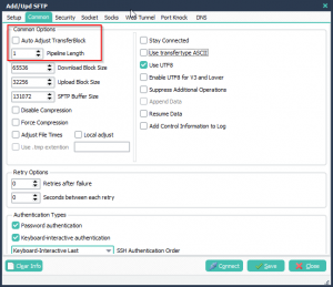 GlobalScape SFTP Exception Error component not connected