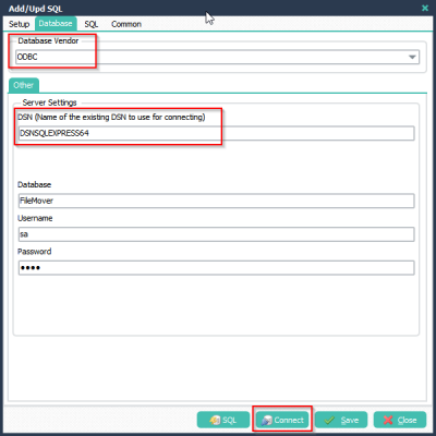 How-To use ODBC DSN with SQL as Source or Destination