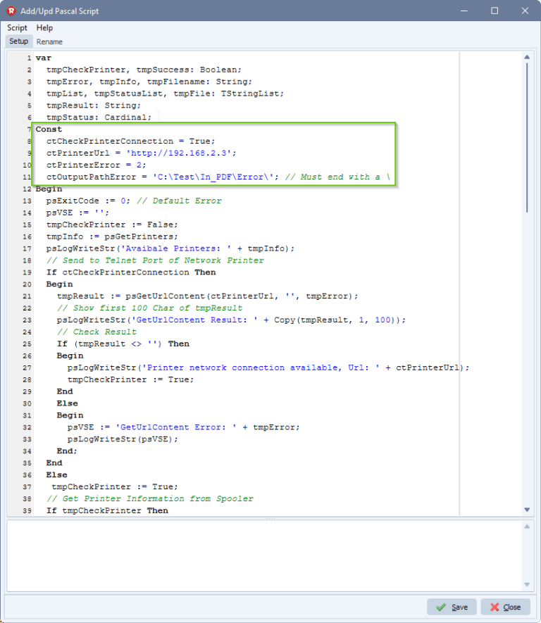 How to check the printer status before sending a pdf to the printer update